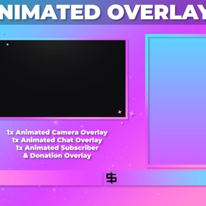 Animated Blue, Purple and Pink Stream Overlays - Camera & Chat Overlay ...