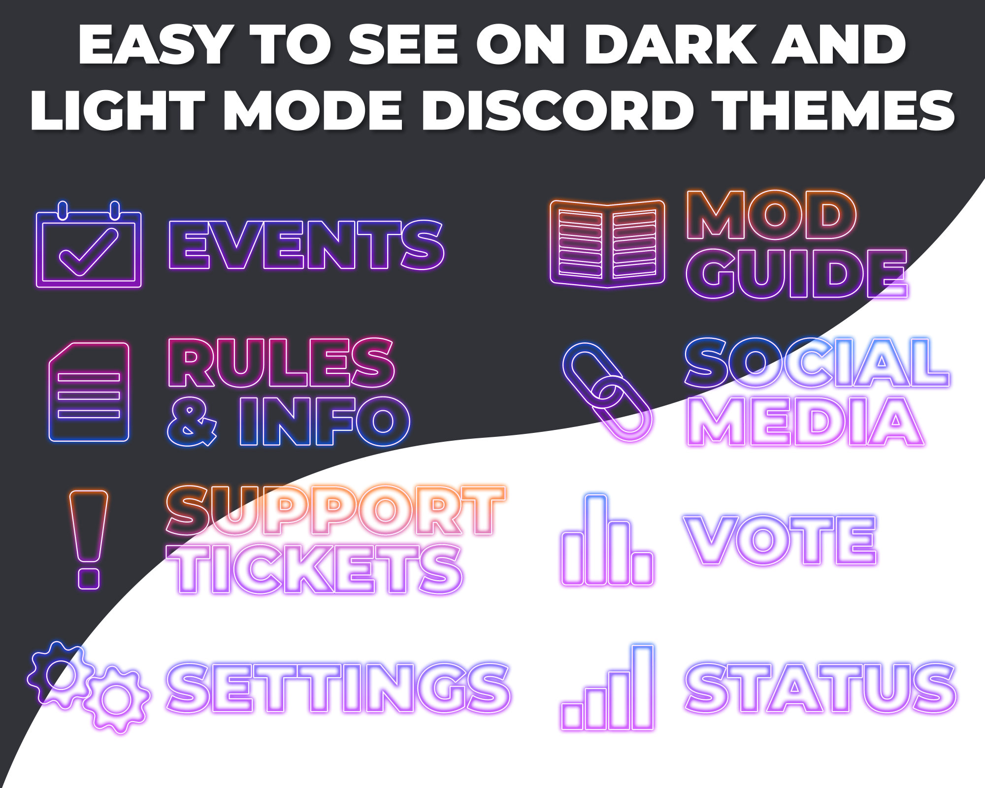 Gradient Neon Discord Channel Headers - Icon Aesthetic Discord Channel ...