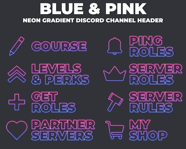 Gradient Neon Discord Channel Headers - Icon Aesthetic Discord Channel ...