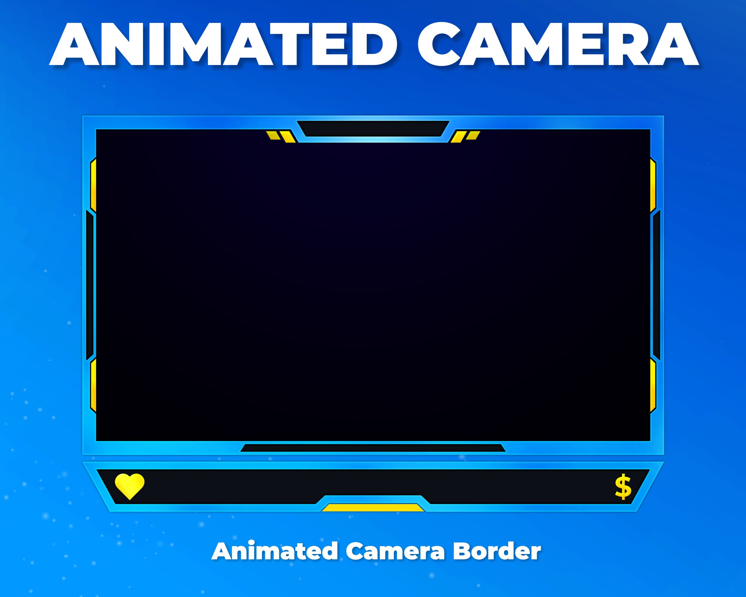 Blue and Yellow Animated Stream Overlay - Animated Camera Overlay and ...