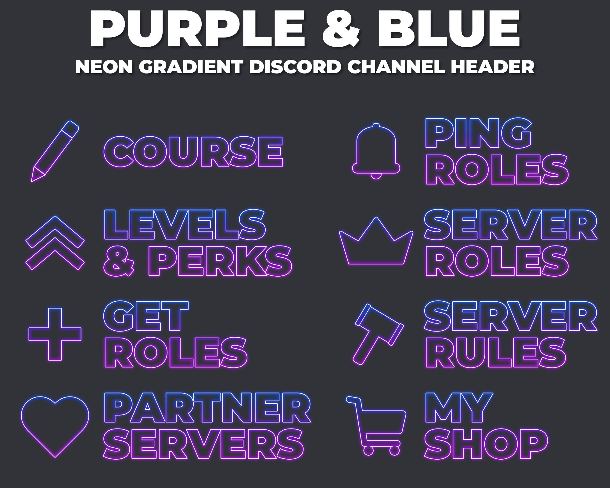 Gradient Neon Discord Channel Headers - Icon Aesthetic Discord Channel ...