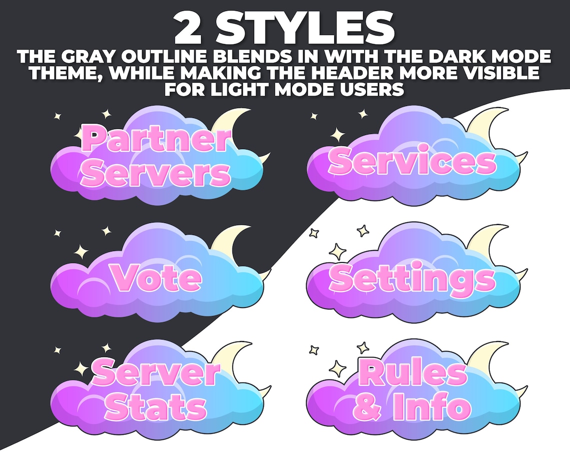 Pink, Purple & Blue Discord Channel Header Package - Gradient Cloud ...