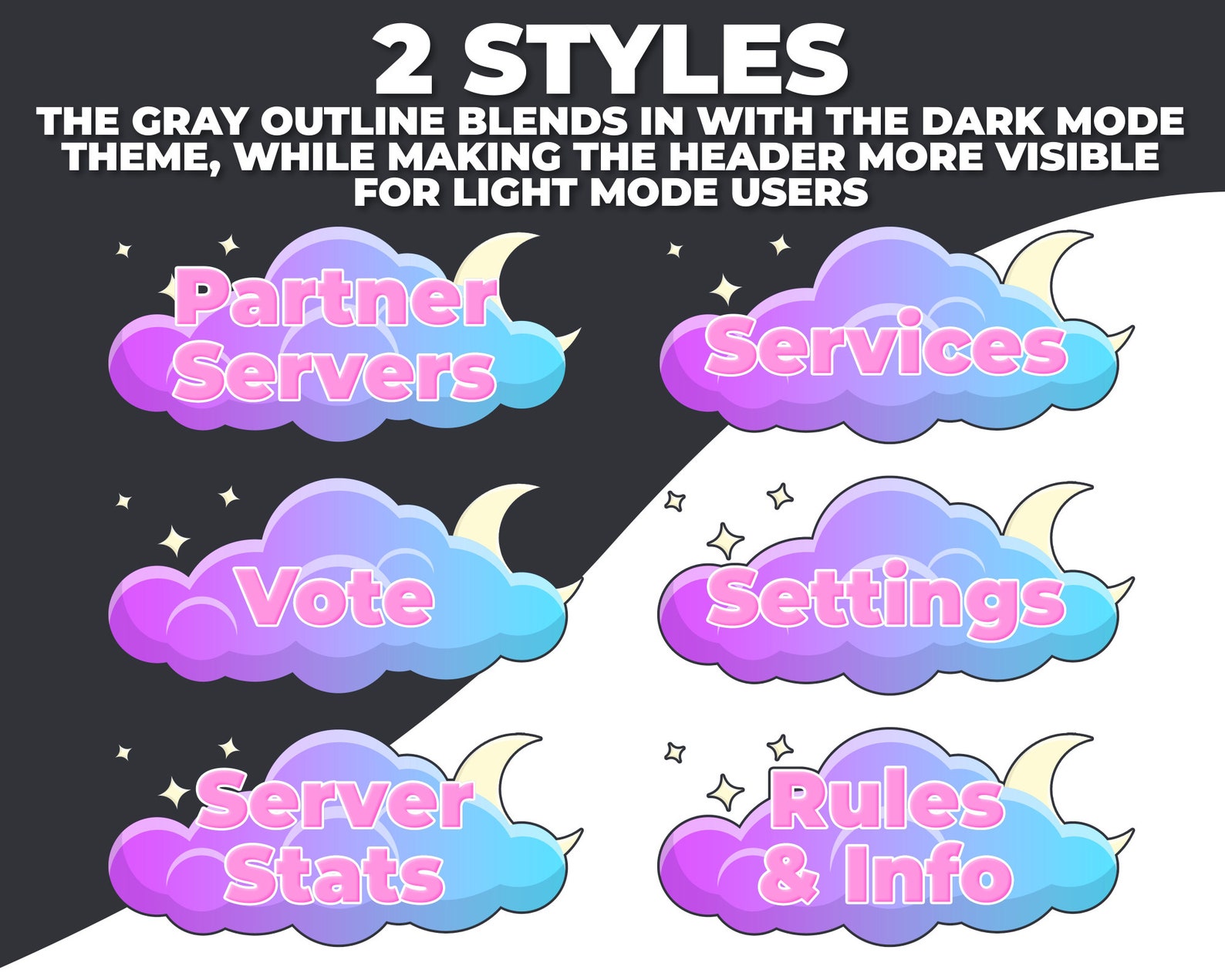 Pink, Purple & Blue Discord Channel Header Package - Gradient Cloud ...
