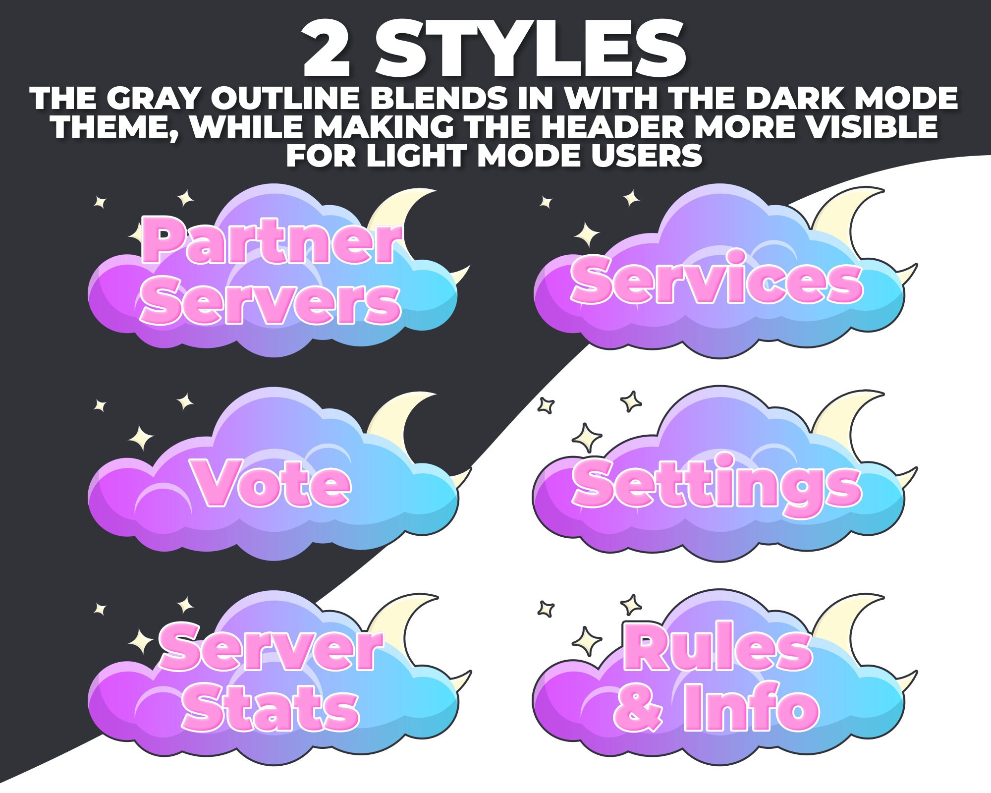 Pink, Purple & Blue Discord Channel Header Package - Gradient Cloud ...