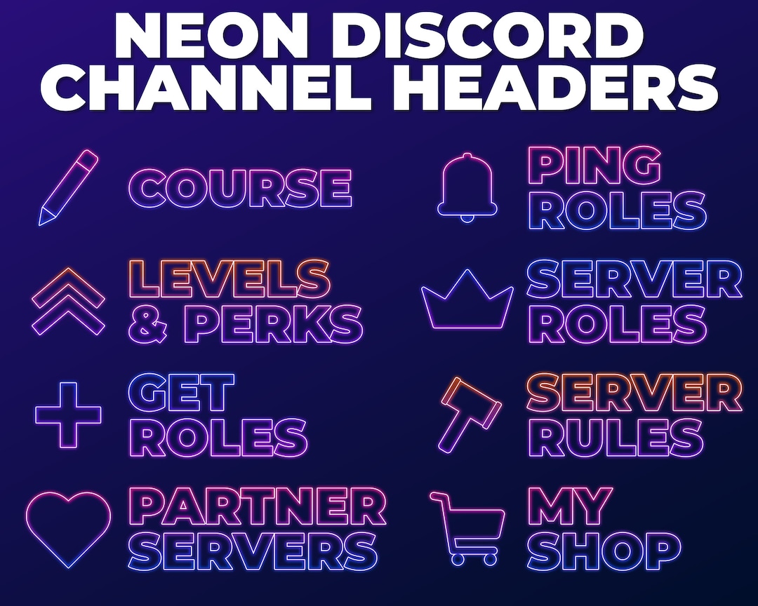 Gradient Neon Discord Channel Headers - Icon Aesthetic Discord Channel ...