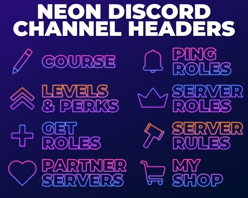 Gradient Neon Discord Channel Headers - Icon Aesthetic Discord Channel ...