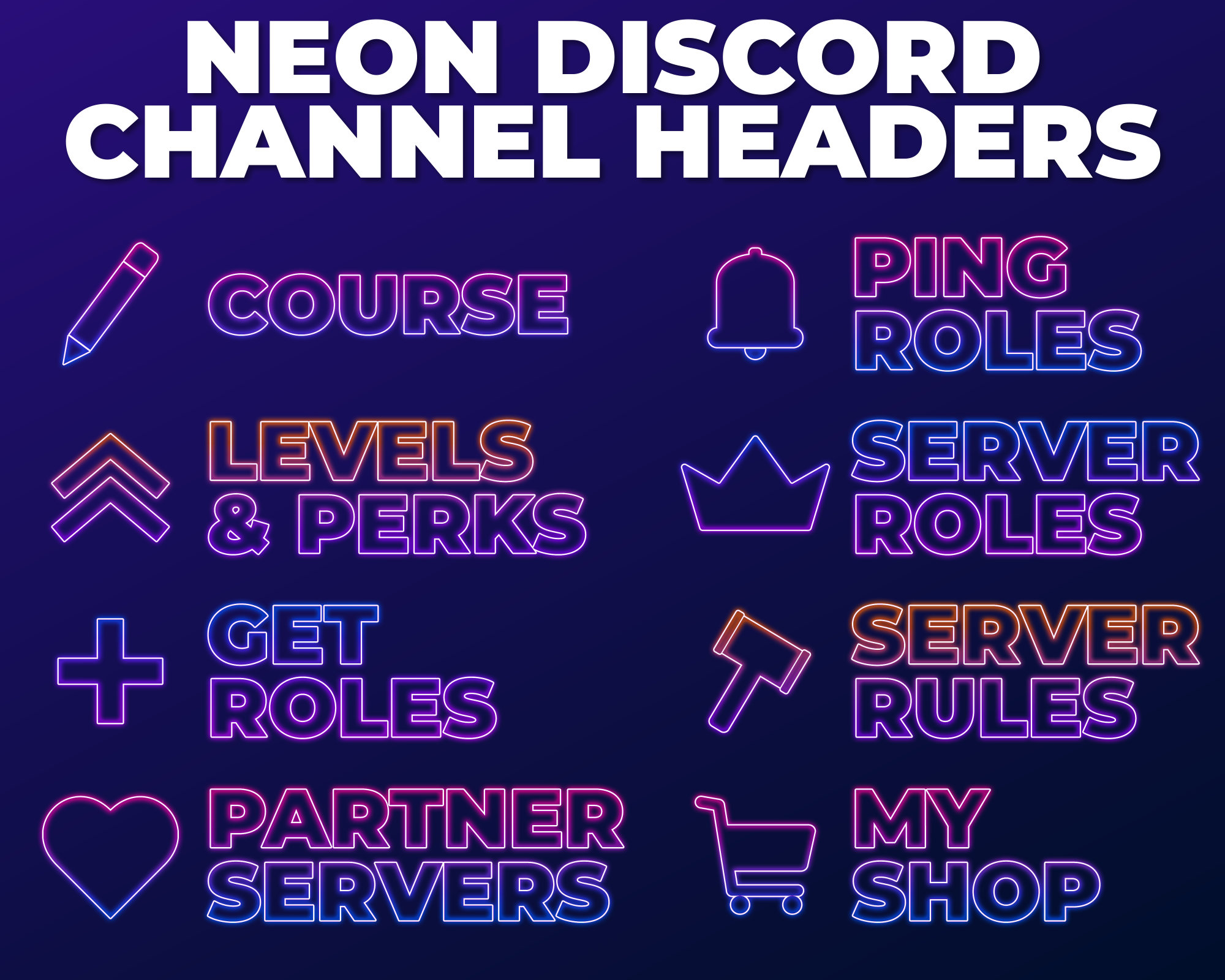 Gradient Neon Discord Channel Headers - Icon Aesthetic Discord Channel ...
