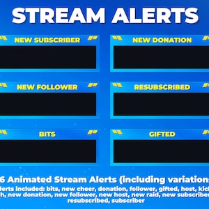 Blue and Yellow Stream Package - Animated Twitch Stream Pack - Camera ...