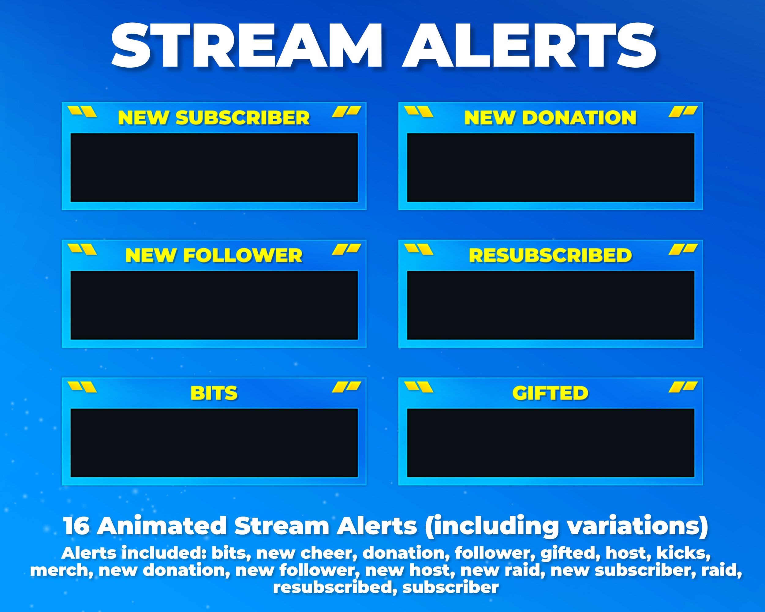 Blue and Yellow Stream Package - Animated Twitch Stream Pack - Camera ...