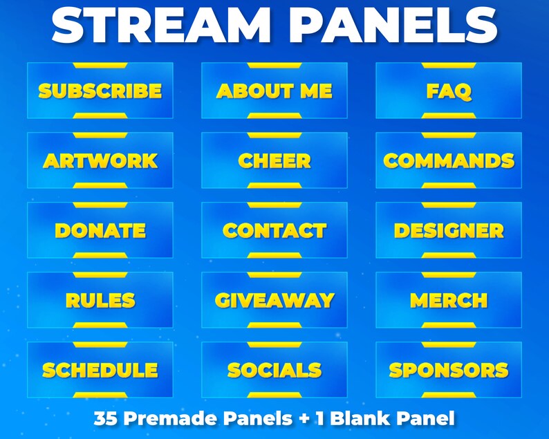 Blue and Yellow Stream Package - Animated Twitch Stream Pack - Camera ...