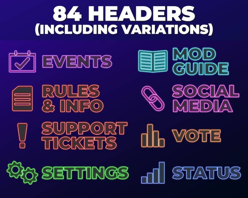 Neon Discord Channel Headers - Discord Channel Banners With Icons ...