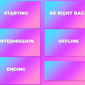Blue, Purple and Pink Animated Stream Screens Pack - Be Right Back ...