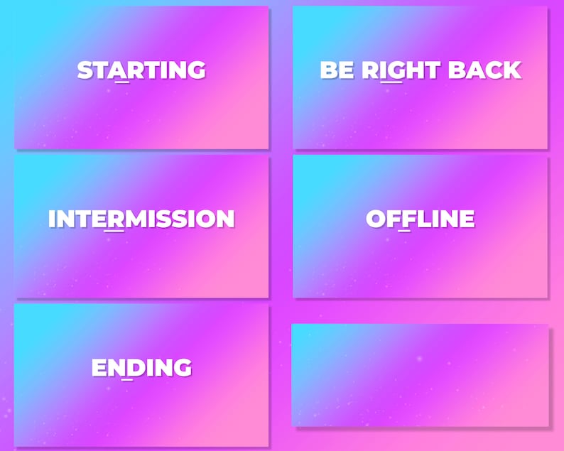 Blue, Purple and Pink Animated Stream Screens Pack - Be Right Back ...