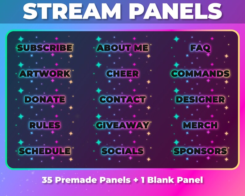 Animated Rainbow Neon Stream Package for Twitch - Camera Overlay, Chat ...