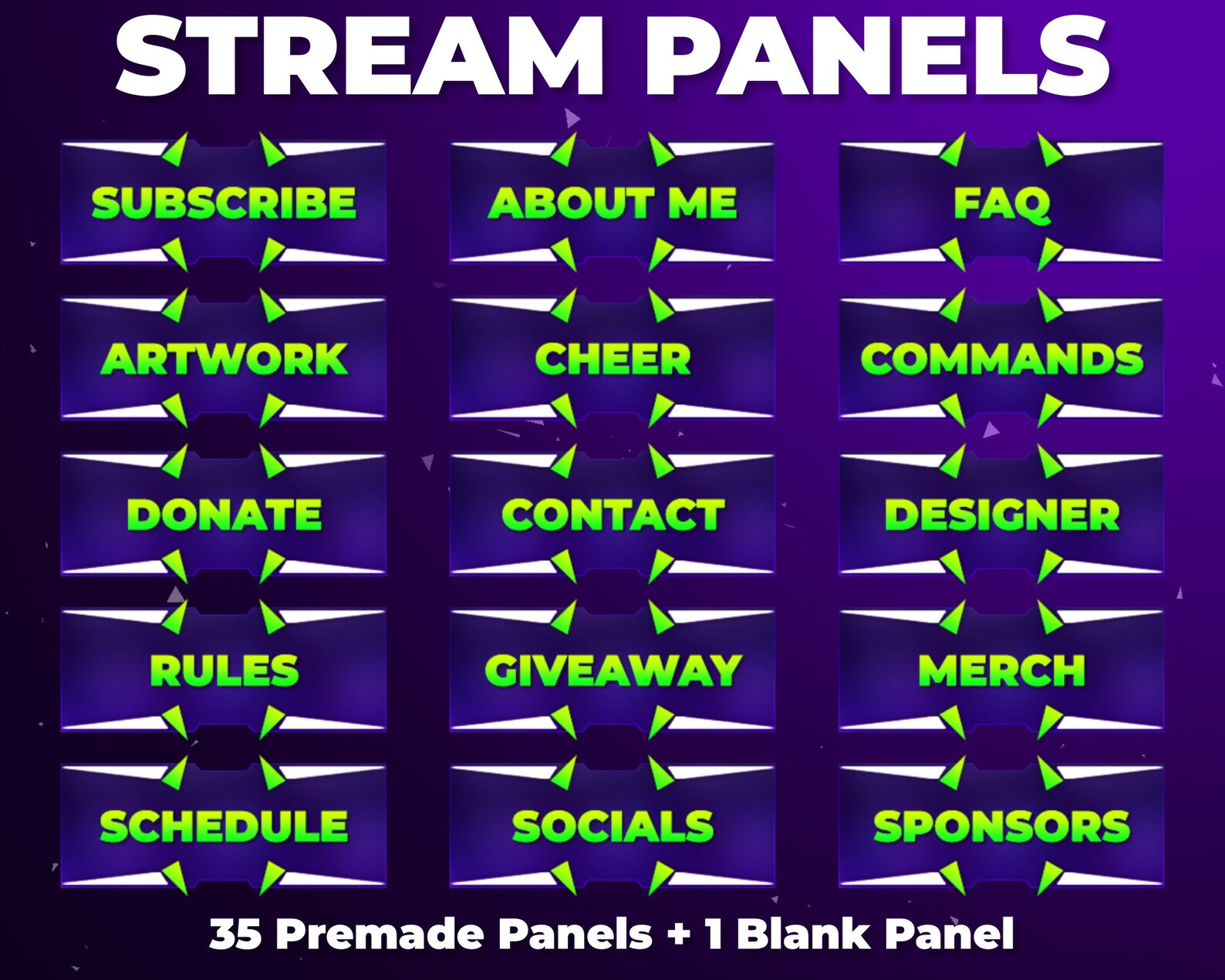Animated Purple and Green Stream Package Twitch, Youtube, Overlay Pack ...