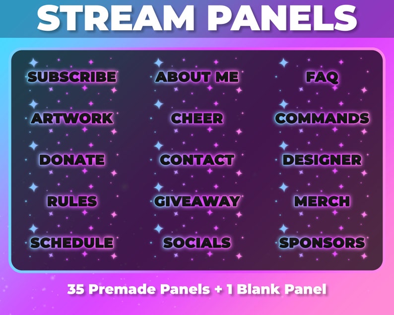 Neon Stream Panels for Twitch & Streaming - Blue, Pink, Purple - Etsy