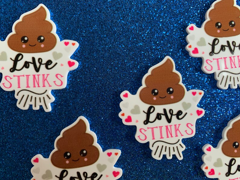 5pc Love Stinks Poop Emoji I Heart Hugs and Kisses Planar - Etsy