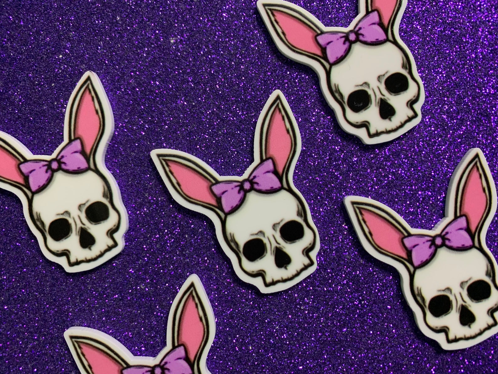 5pc Goth Easter, Punk Rock, R.I.P. Rabbit, Planar Flatback, Resin ...