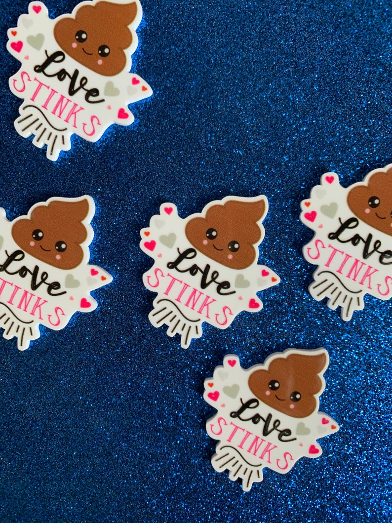 5pc Love Stinks, Poop Emoji, I Heart Hugs and Kisses, Planar Flatback ...