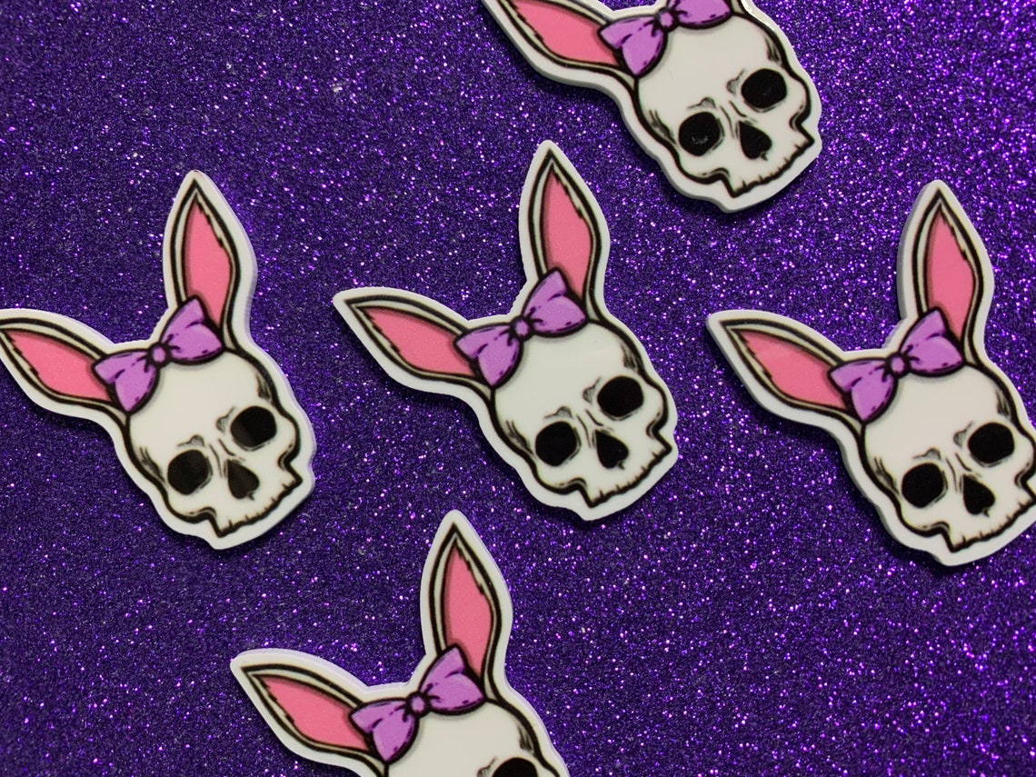 5pc Goth Easter, Punk Rock, R.I.P. Rabbit, Planar Flatback, Resin ...