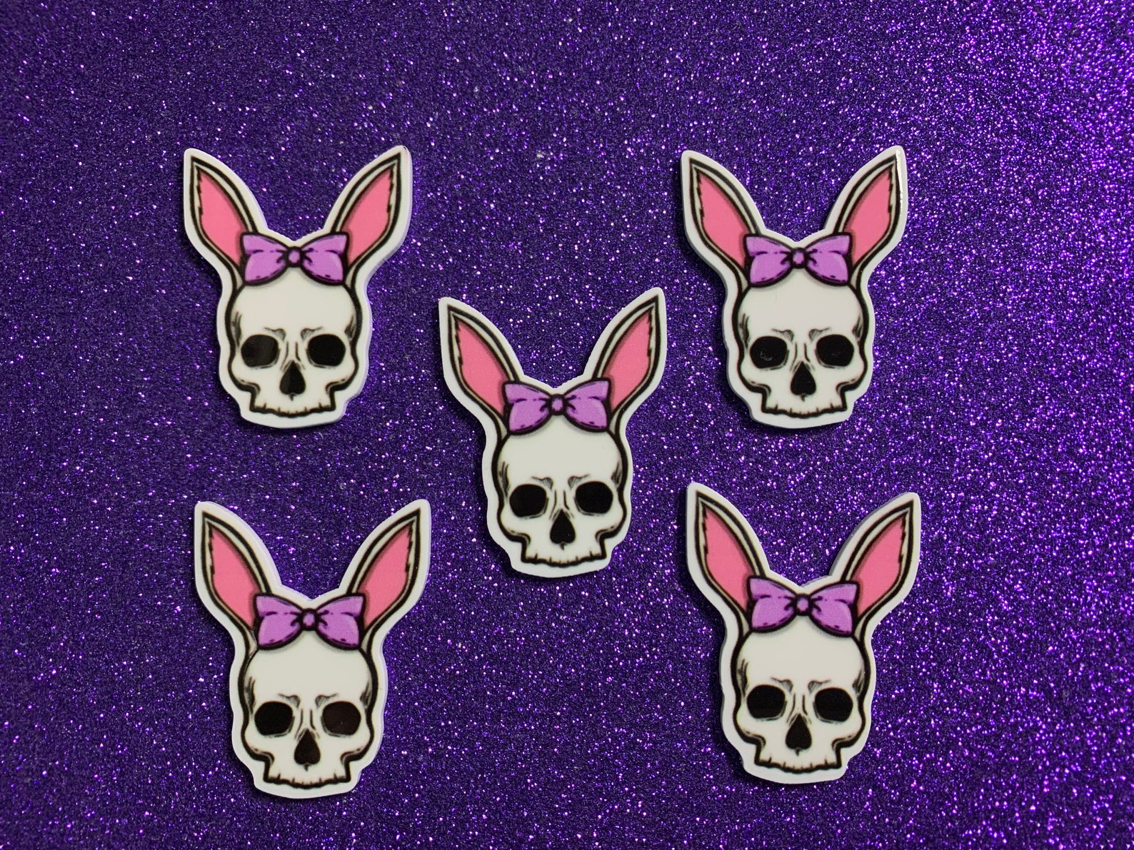 5pc Goth Easter, Punk Rock, R.I.P. Rabbit, Planar Flatback, Resin ...