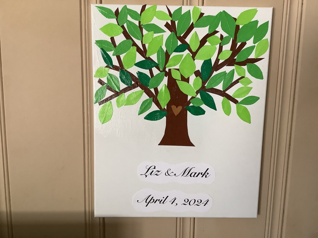 Personalized Guest Book Tree With Leaves Decoupage Wall Art - Etsy
