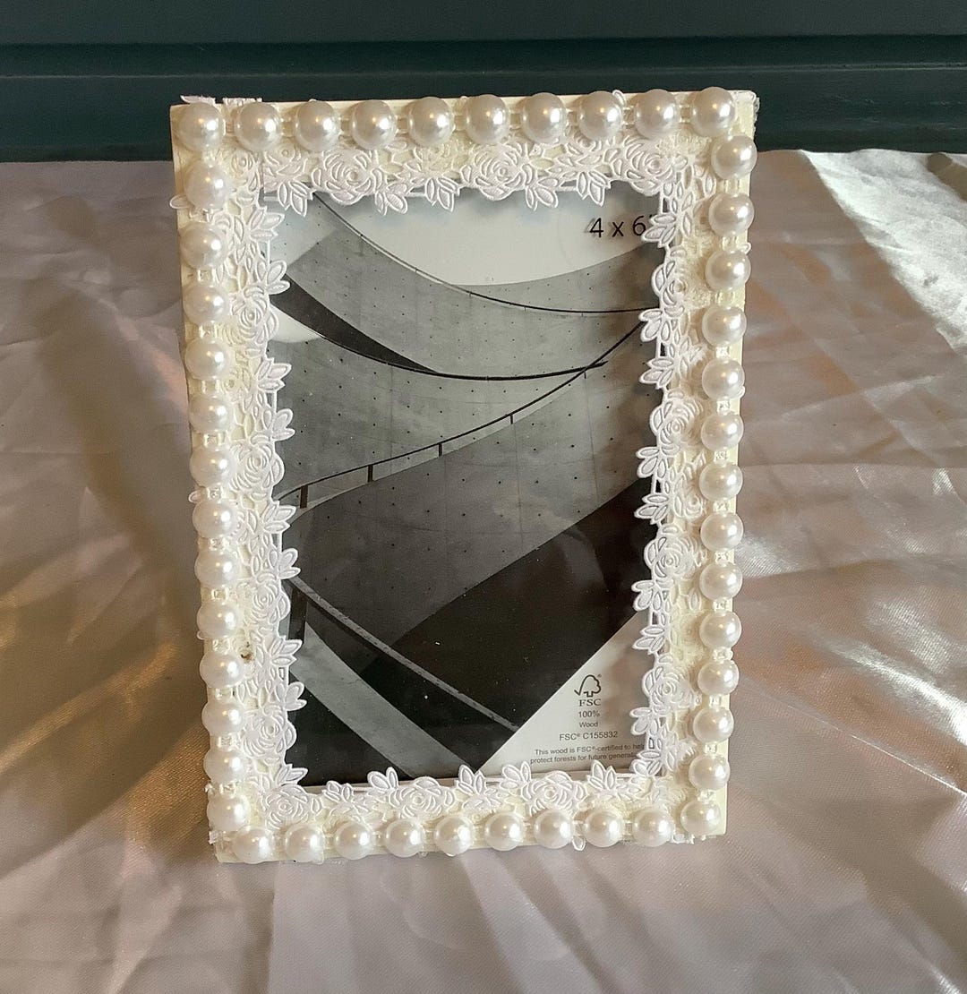 4 X 6 Pearl and Lace Picture Frame - Etsy