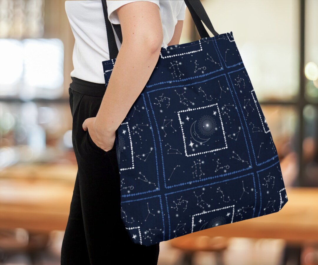 Zodiac Sign Tote Bag, Star Constellations Tote, Sun, Moon and Stars ...