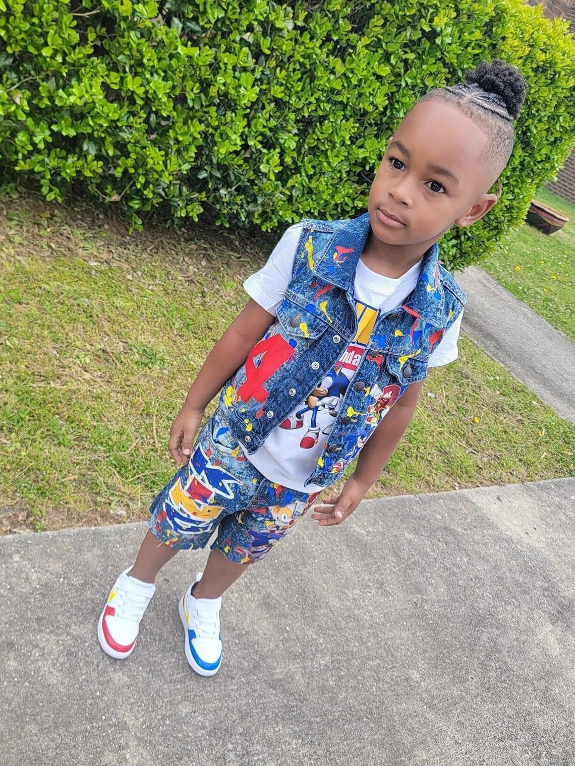 Sonic Custom Theme Birthday Boy Denim Three Piece Jacket Pants Set - Etsy