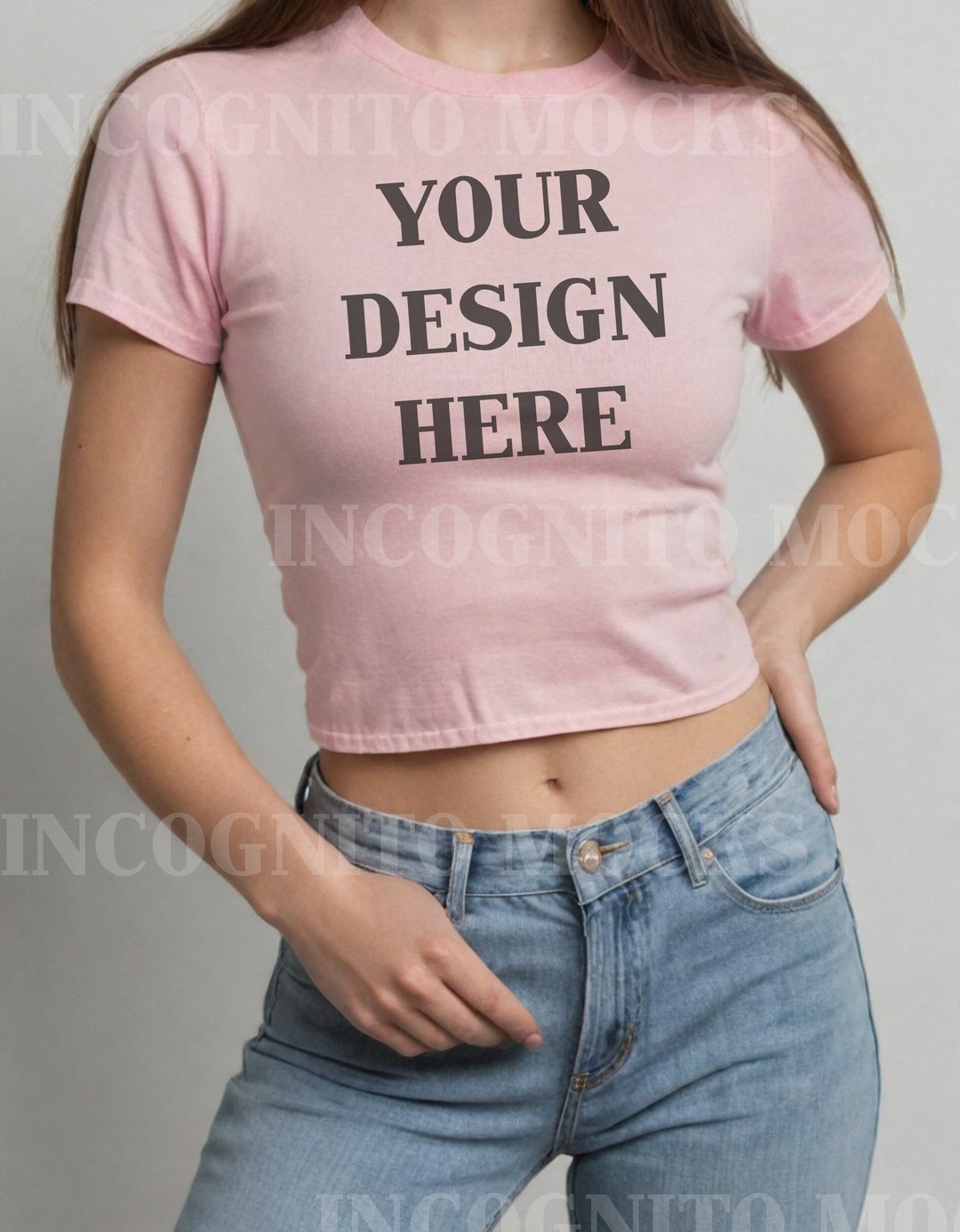 Pink Gildan 5000B Baby Tee Mockup Womens Pink Baby Tee Tshirt Mockup ...