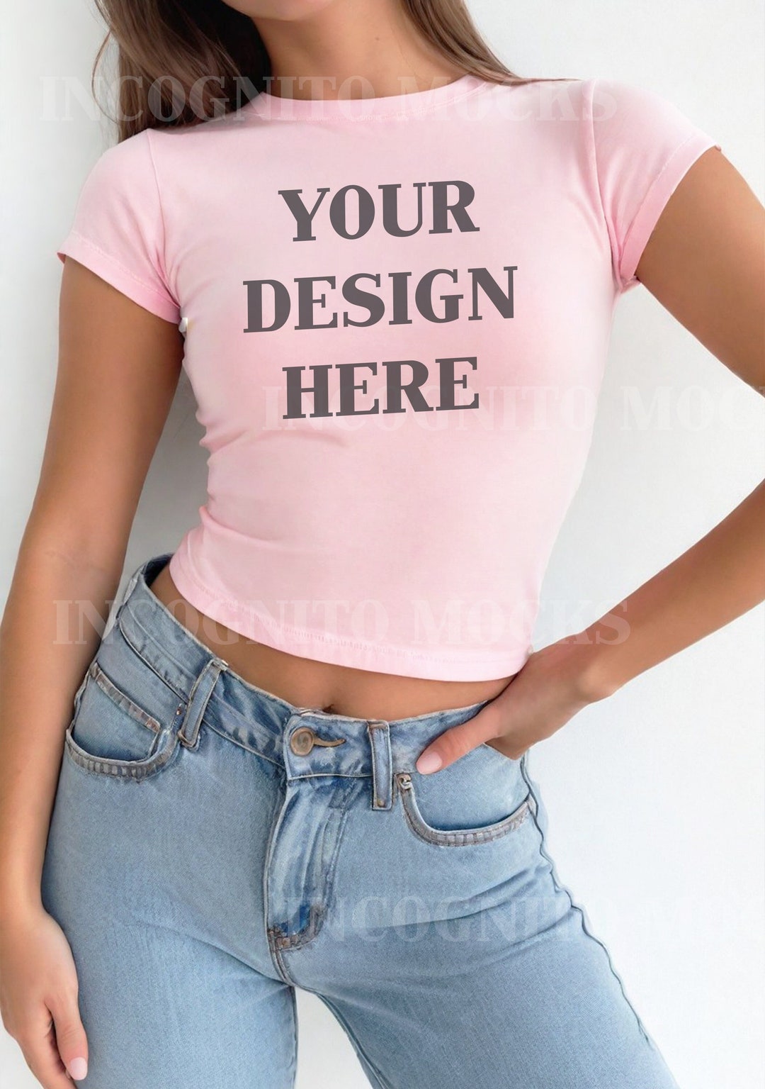 Pink Gildan 5000B Baby Tee Mockup Womens Pink Baby Tee Tshirt Mockup ...