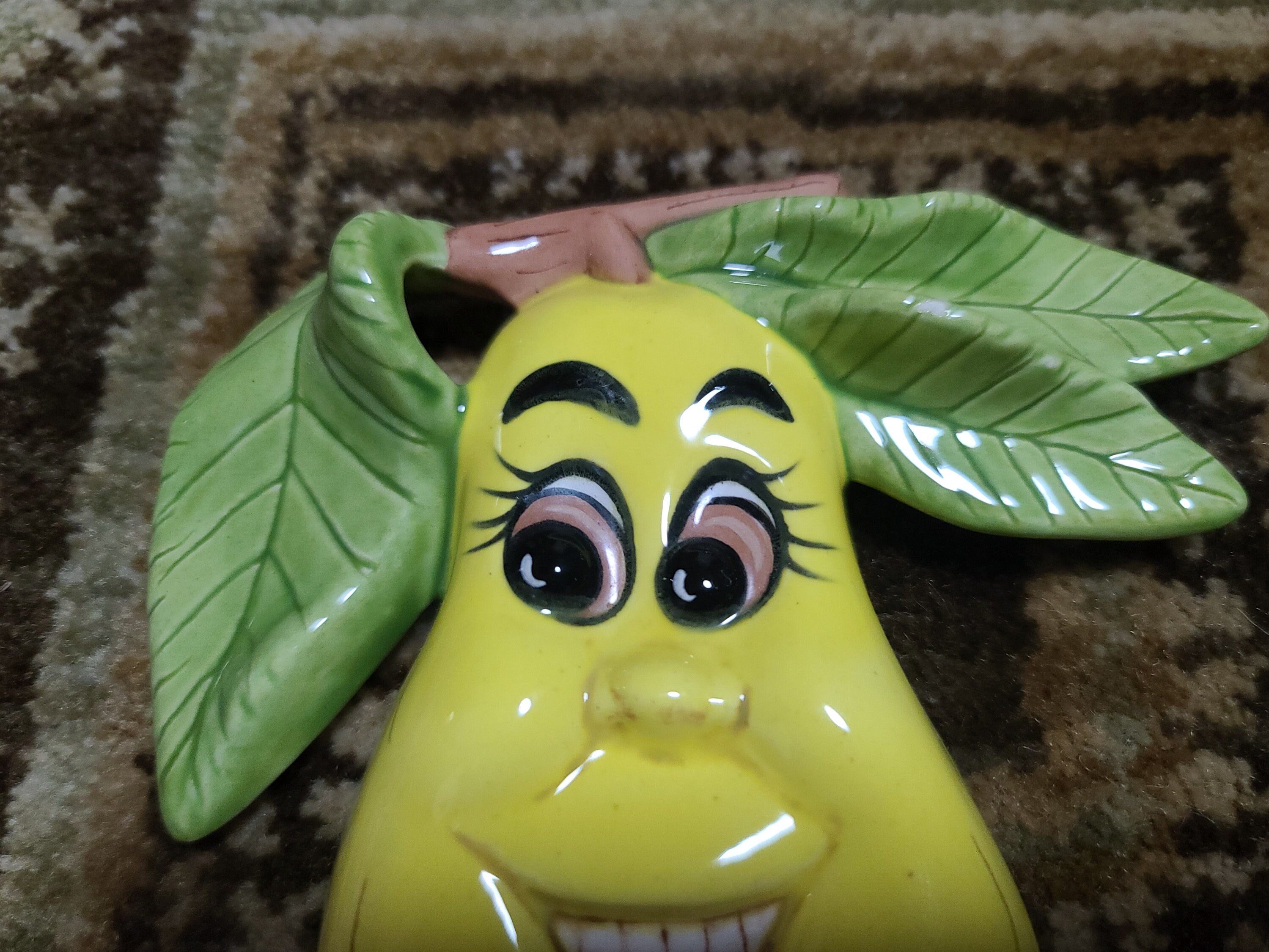 Vintage Anthropomorphic PEAR Face Chalkware Wall Hanging Kitschy ...