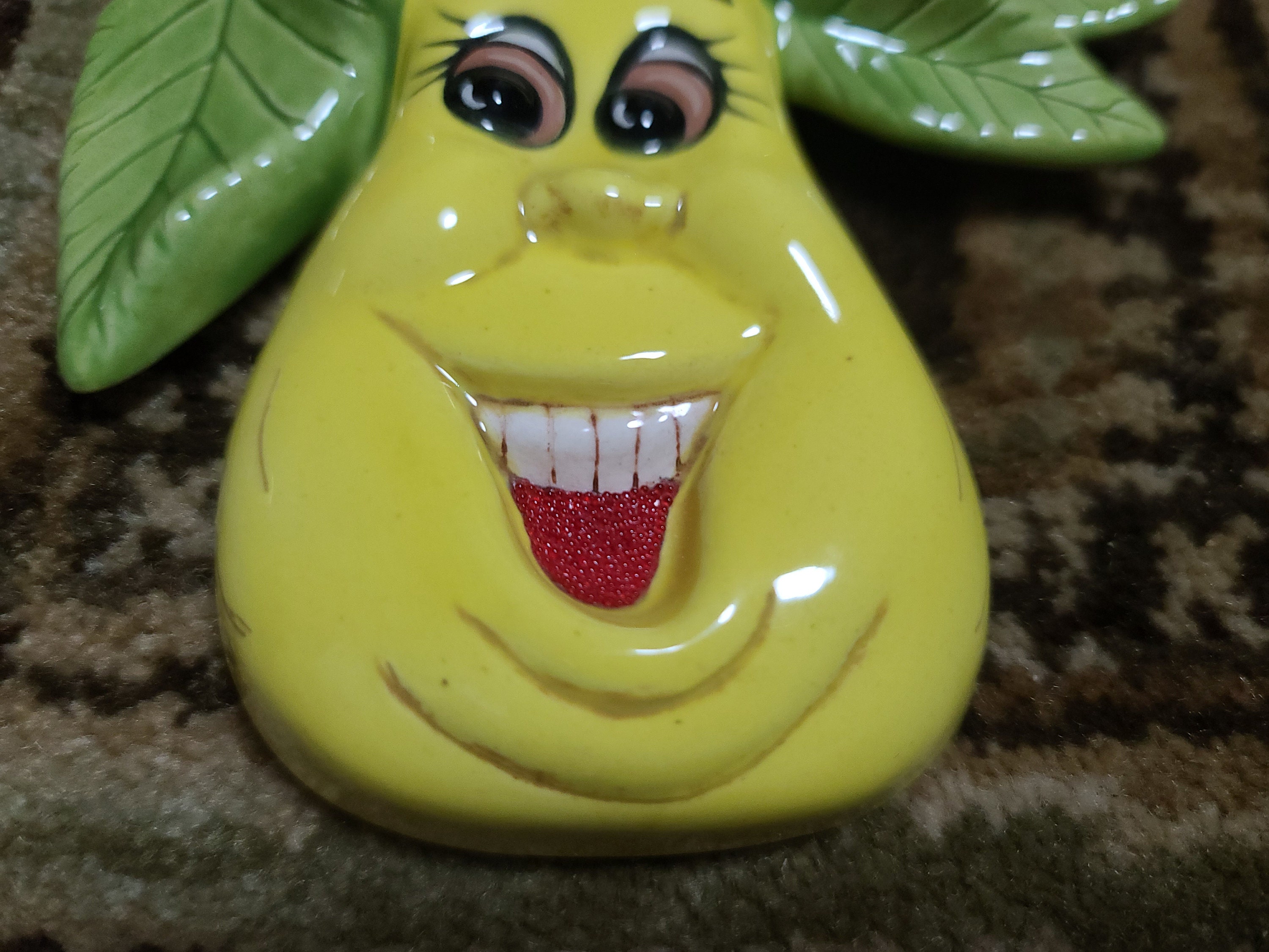 Vintage Anthropomorphic PEAR Face Chalkware Wall Hanging Kitschy ...