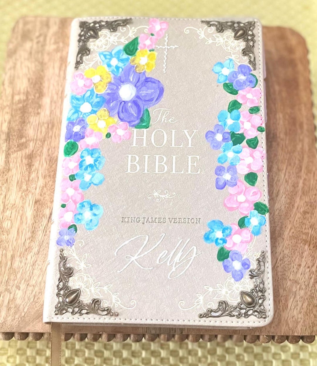 Hand Painted Bible, Tabbed Bible, Gift Bible, Religious Gift, Floral ...