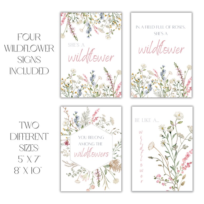 Wildflower Quote Printable Sign Set, Digital Download - Etsy