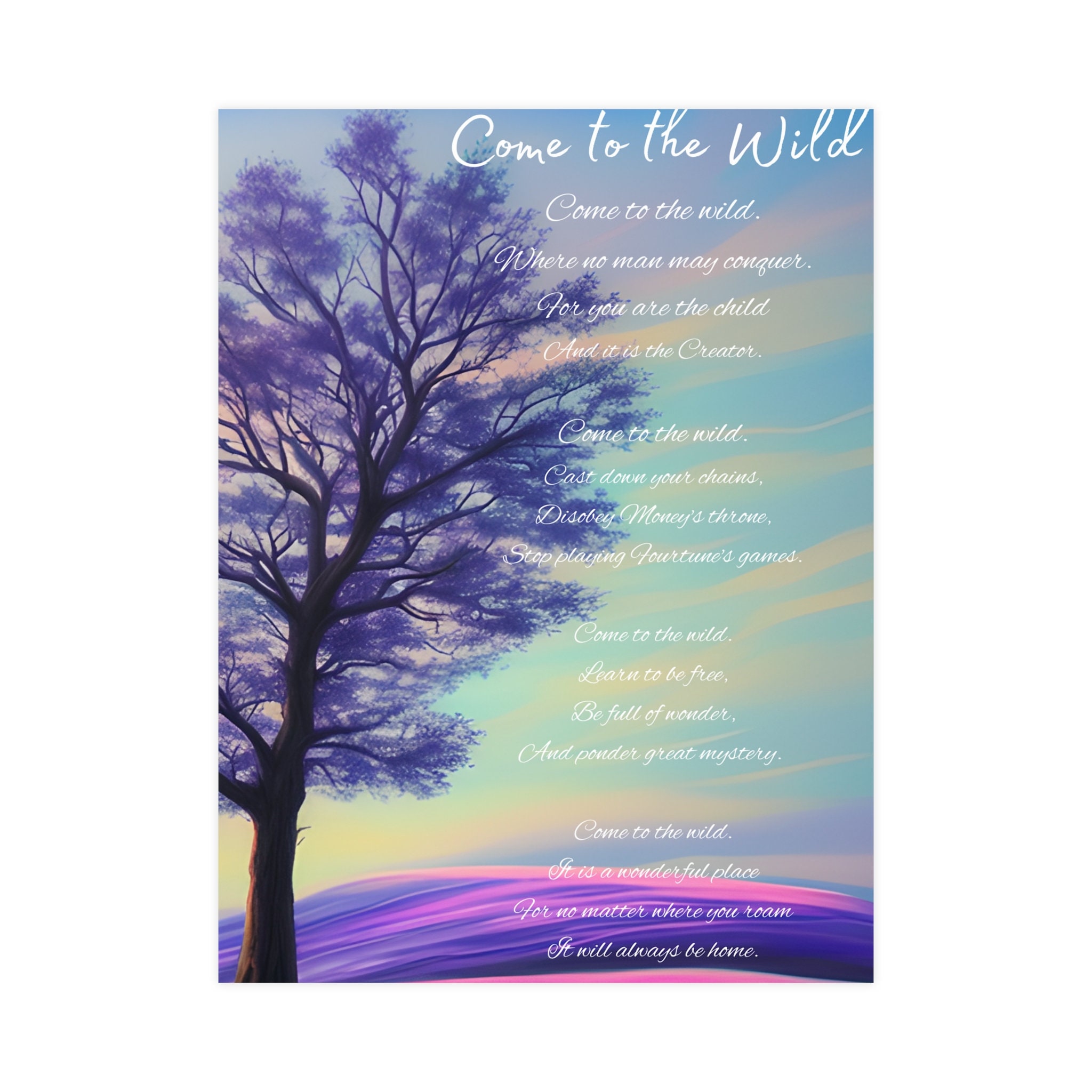 High Quality Inspirational Poster Featuring a Wild Purple Oak Tree ...