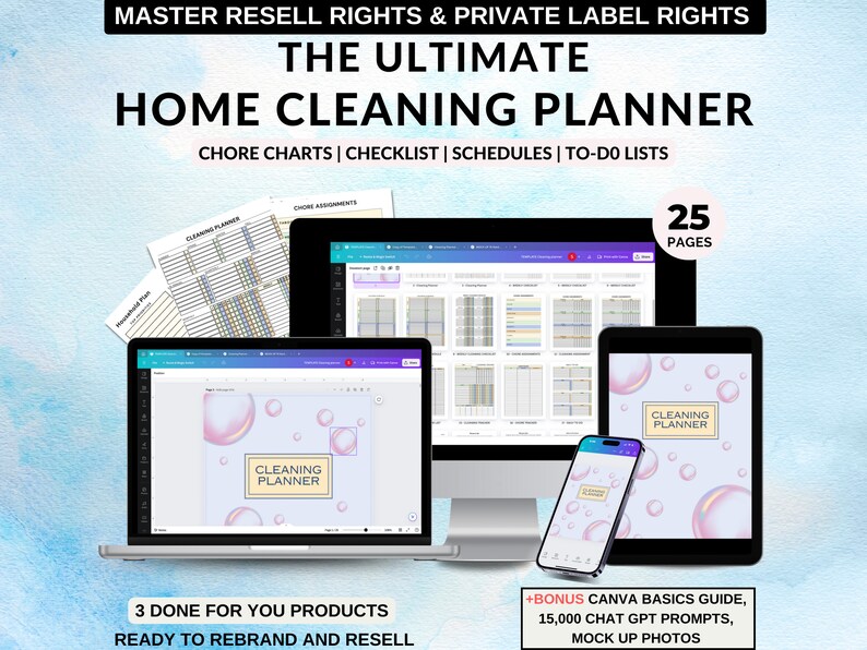 Ultimate Home Cleaning Planner Template Bundle W/master Resell Rights ...
