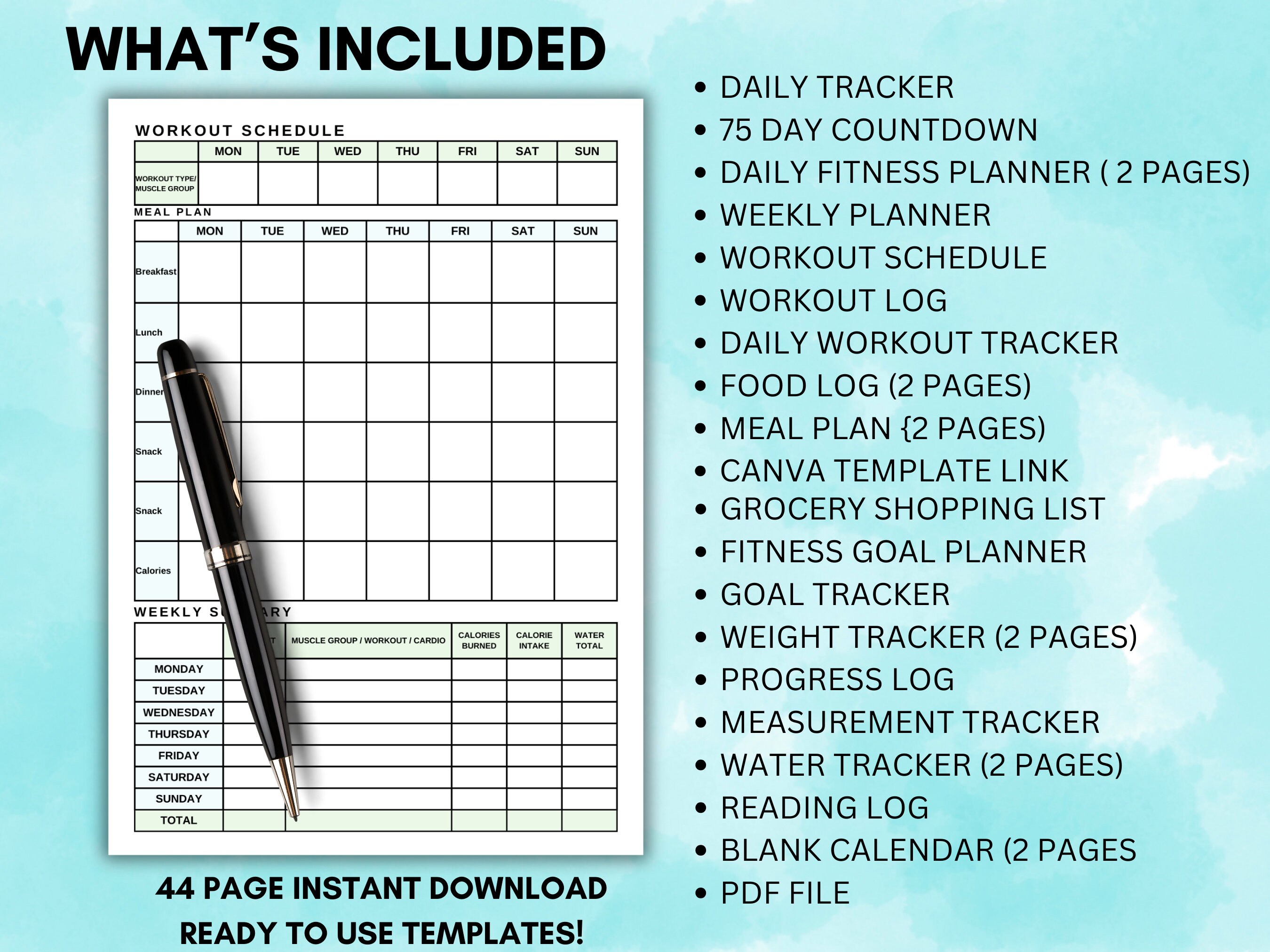 75 Hard Challenge Printable Workout Plan 75 Hard Tracker 75 Day ...
