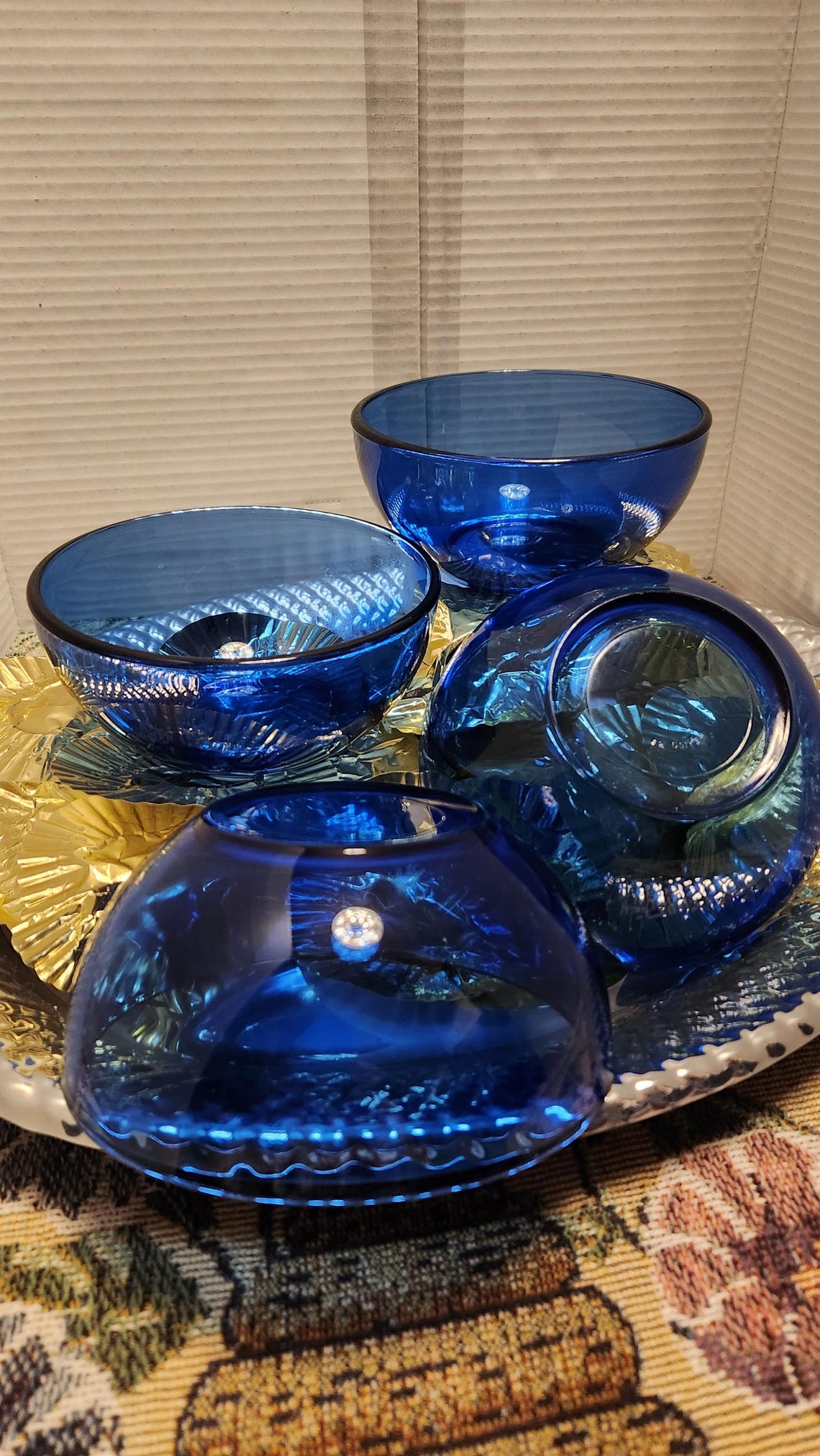 Vintage Cobalt Blue Clear Dinnerware. Set of Four Made in Mexico - Etsy
