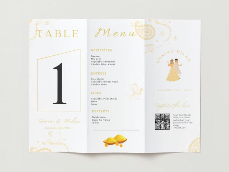 Haldi Table Number Menu Template Editable Indian/bengali/pakistani ...