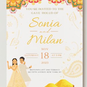 Vibrant Gaye Holud/haldi Invitation Customizable Wedding Event Card ...