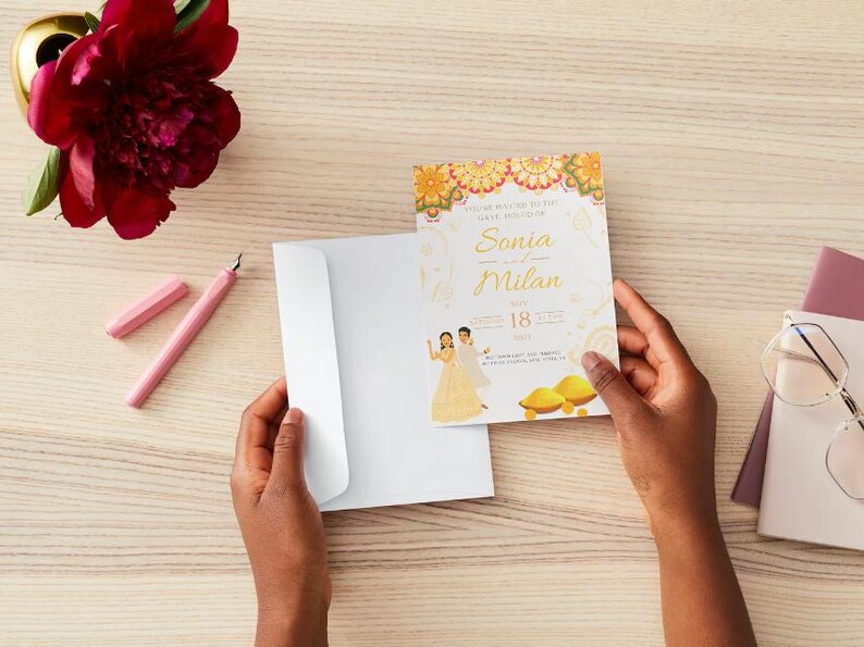Vibrant Gaye Holud/haldi Invitation Customizable Wedding Event Card ...