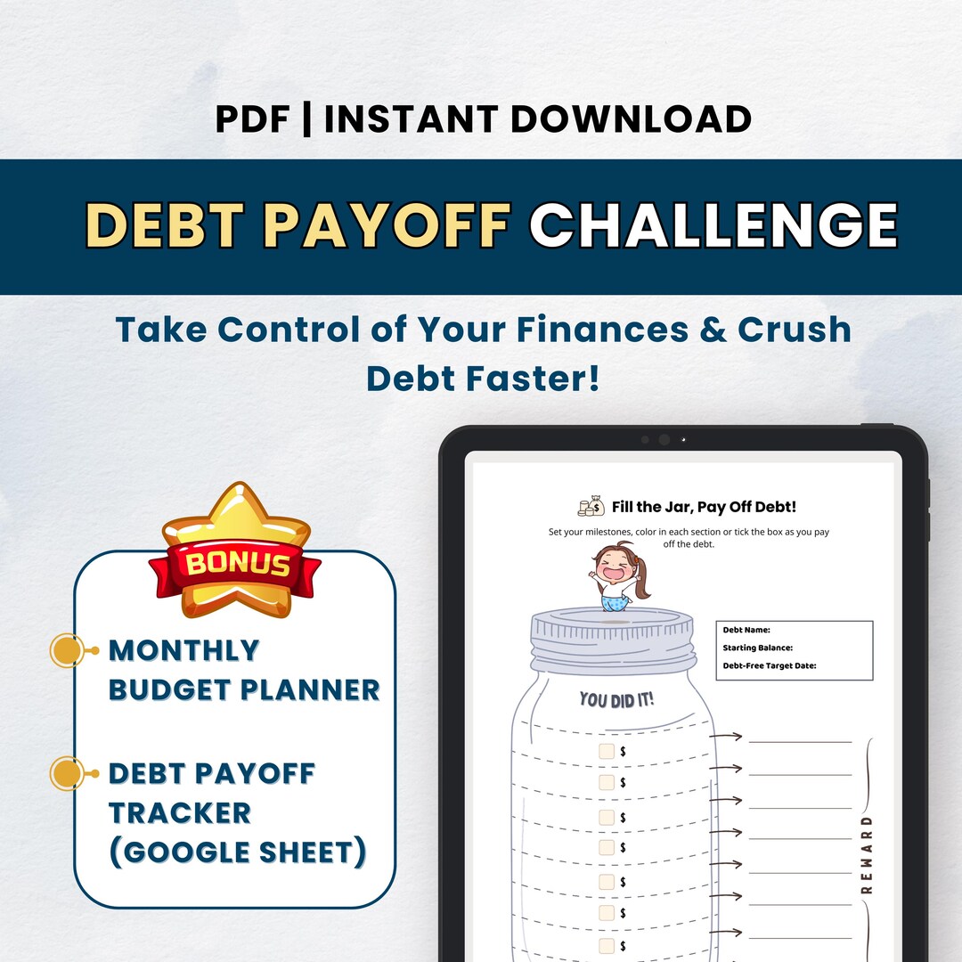 Debt Payoff Challenge Bundle: Printable Tracker & Google Sheet - Etsy