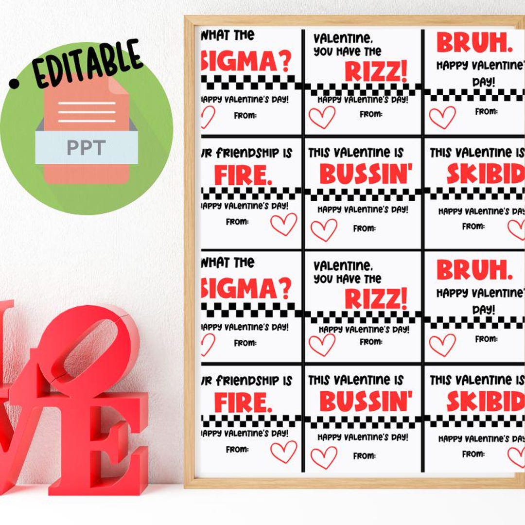Editable Slang Valentine Cards, Instant Download, Valentines for Boys ...
