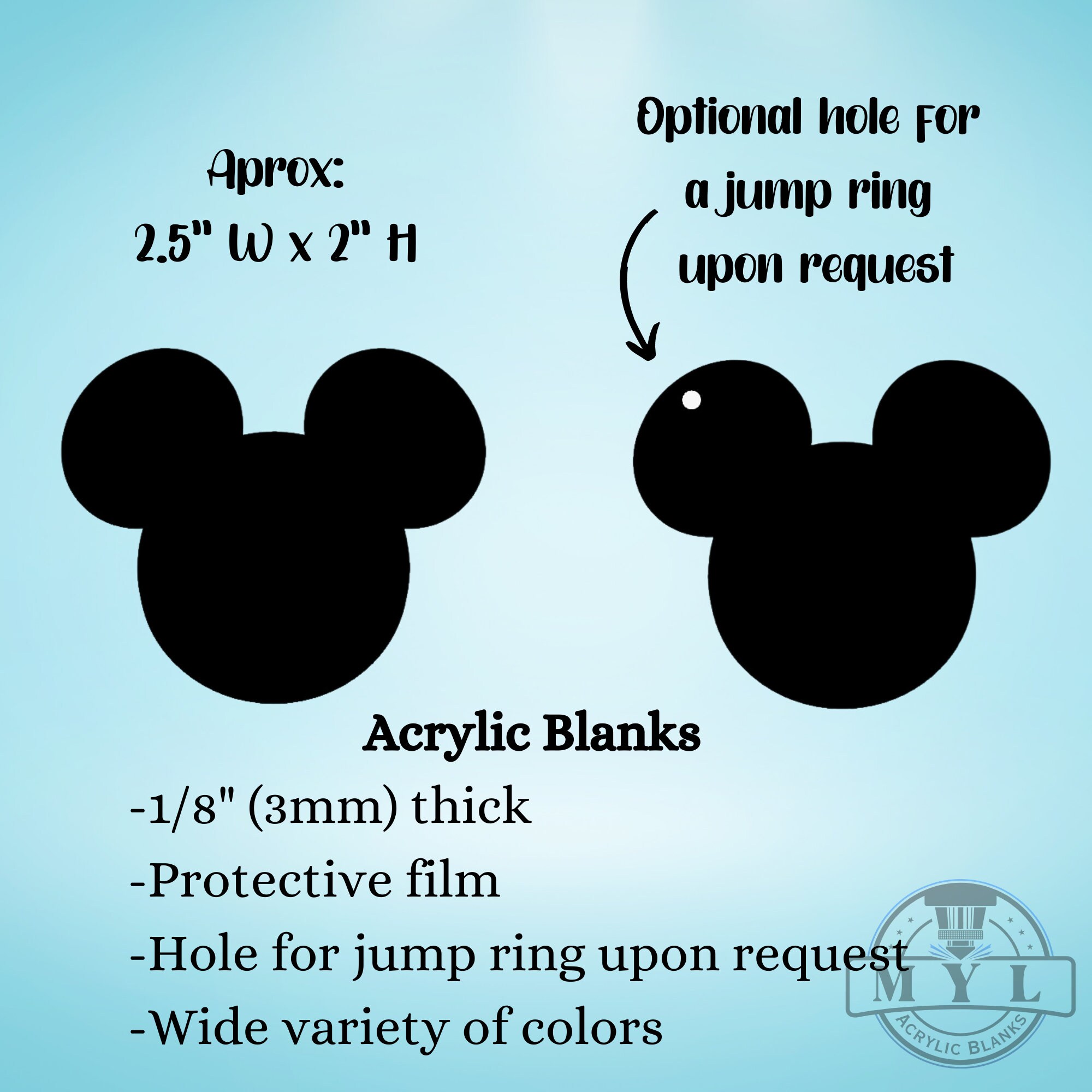 15 Clear Mouse Head Acrylic Blank, Bow Acrylic Shape, Badge Reel ...