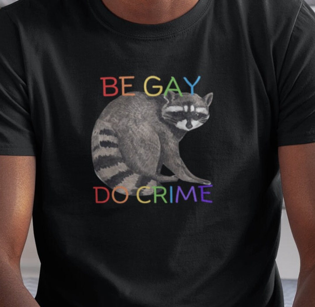 Be Gay Do Crime / Raccoon LGBT Pride Friendly Dank Meme Quote Shirt Out ...