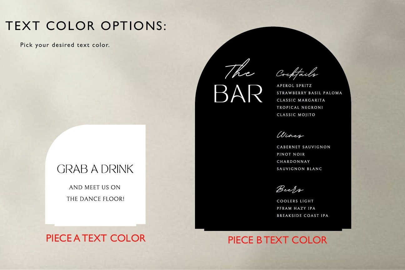 Double Arch Bar Menu Sign Personalized Drinks Custom - Etsy