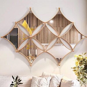 Gold Geometric Rhombus Metal Wall Mirror Home Decor Accent - Etsy