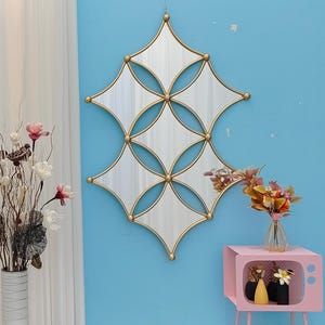 Gold Geometric Rhombus Metal Wall Mirror Home Decor Accent - Etsy