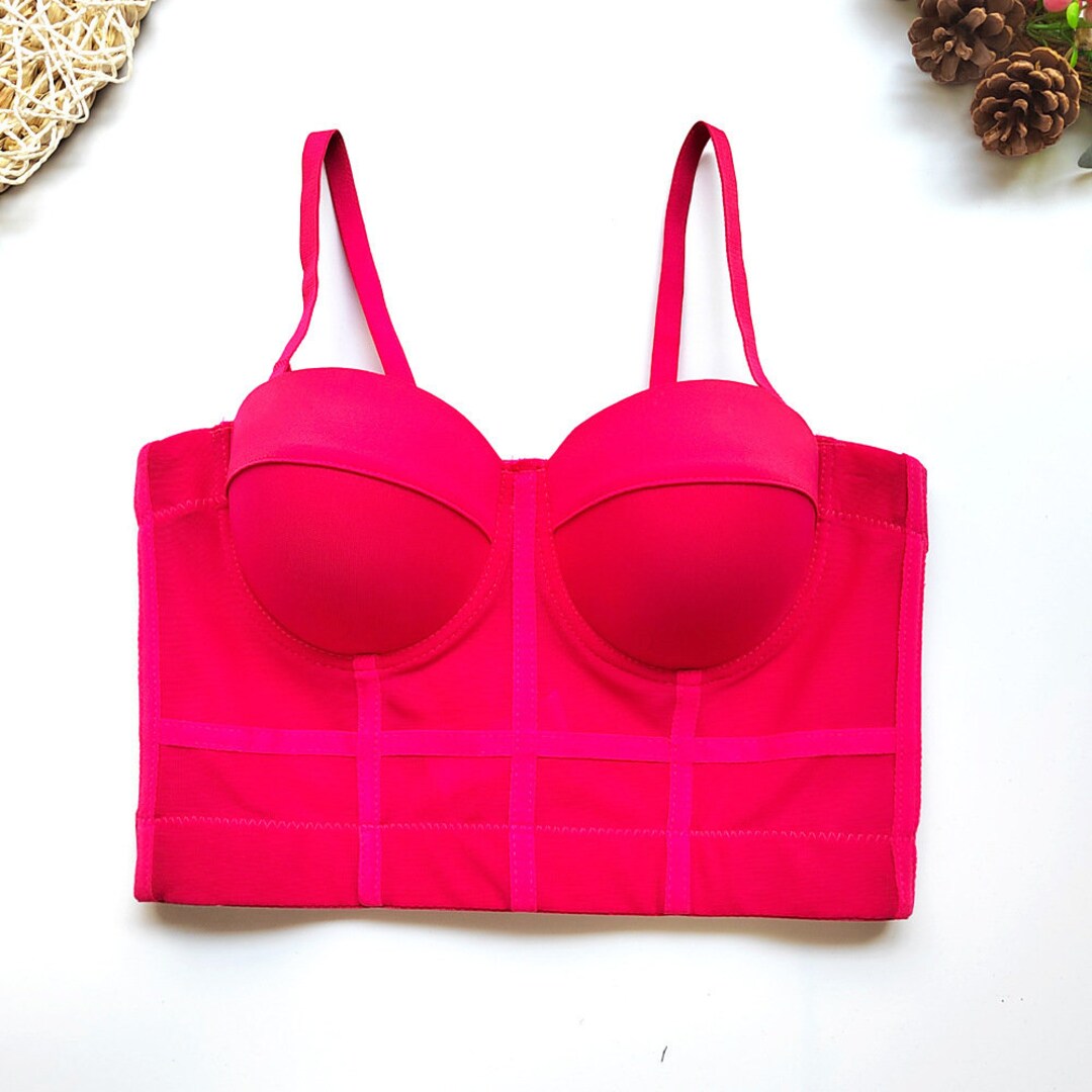 Hot Pink Mesh Bustier Transparent Bustier Top Bralette - Etsy